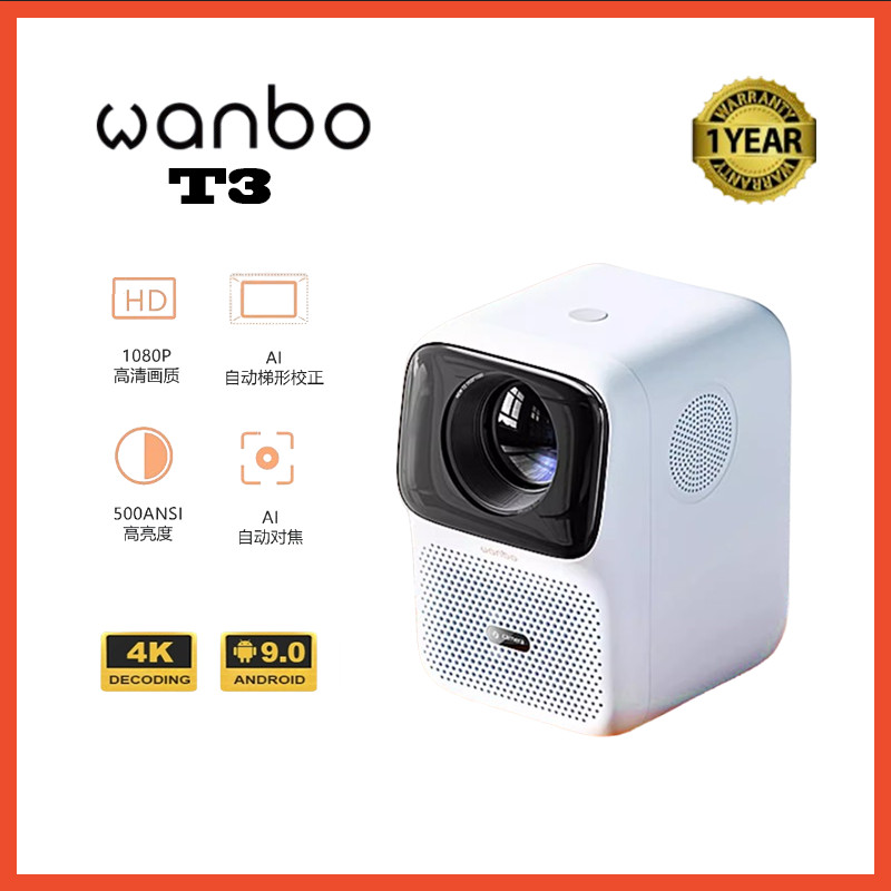Wanbo T3 Mini Projector 1080P Home Office Ultra HD Smart Home Cinema ...
