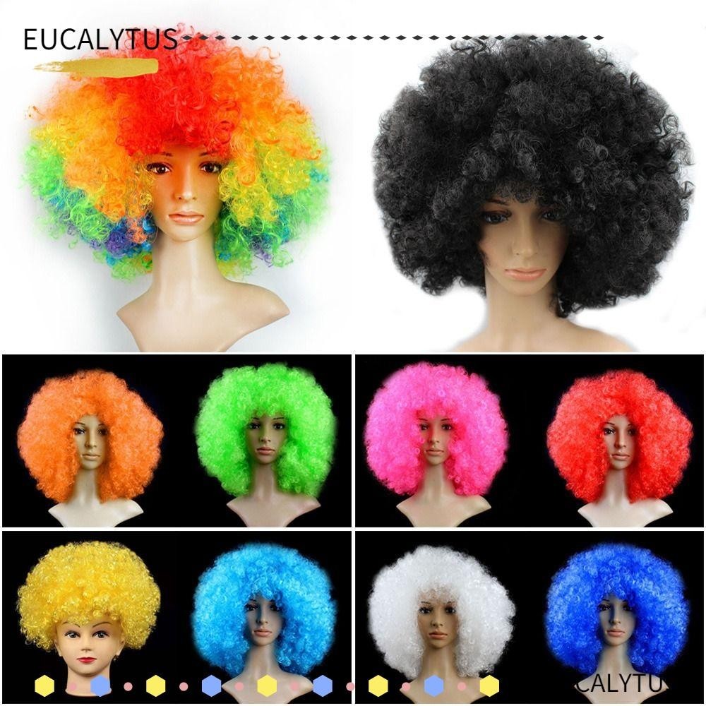 EUTUS Black Afro Curly Wig Halloween Fashion Props Football Fans ...