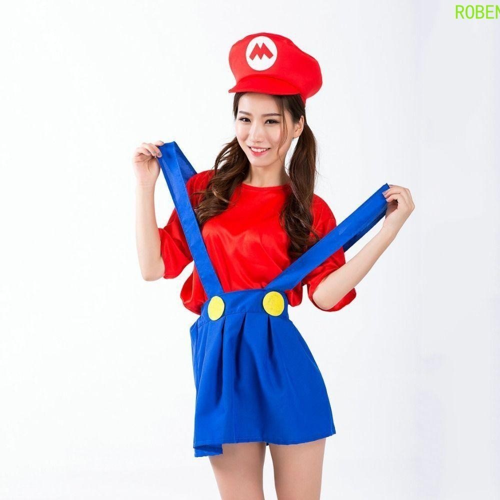 ROBEN Mario Skirt Set, Mario Theme Fancy Dress Up Women Mario Costume ...