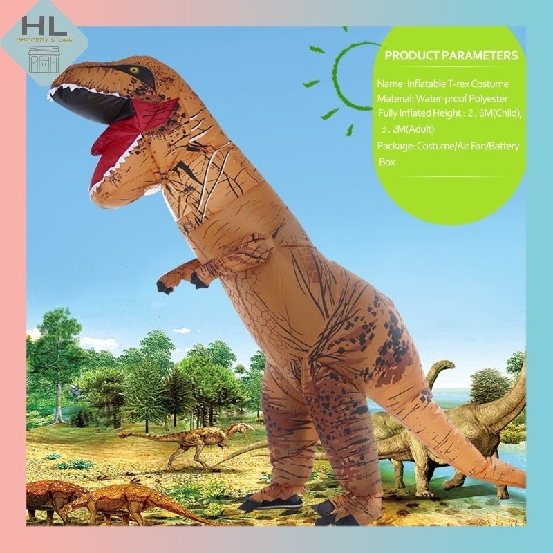 Inflatable Dinosaur Costume T-Rex Jurassic Fancy Costume For Kids Adult ...