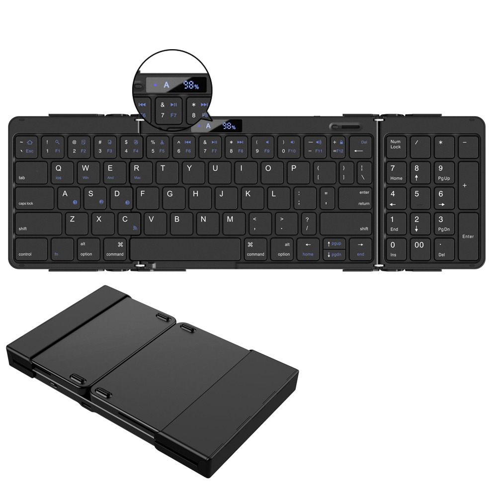 Foldable Bluetooth Keyboard with Numeric Keypad Wireless Folding Travel ...