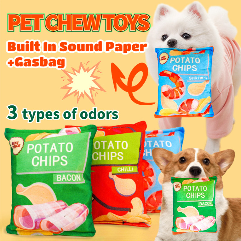 Pet Plush Toys Sounding Paper Toy Potato Chips Bite-resistant Plush ...