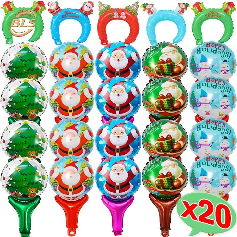20Pcs Children's Christmas Hairband Balloon Toys - Aluminum Balloon ...