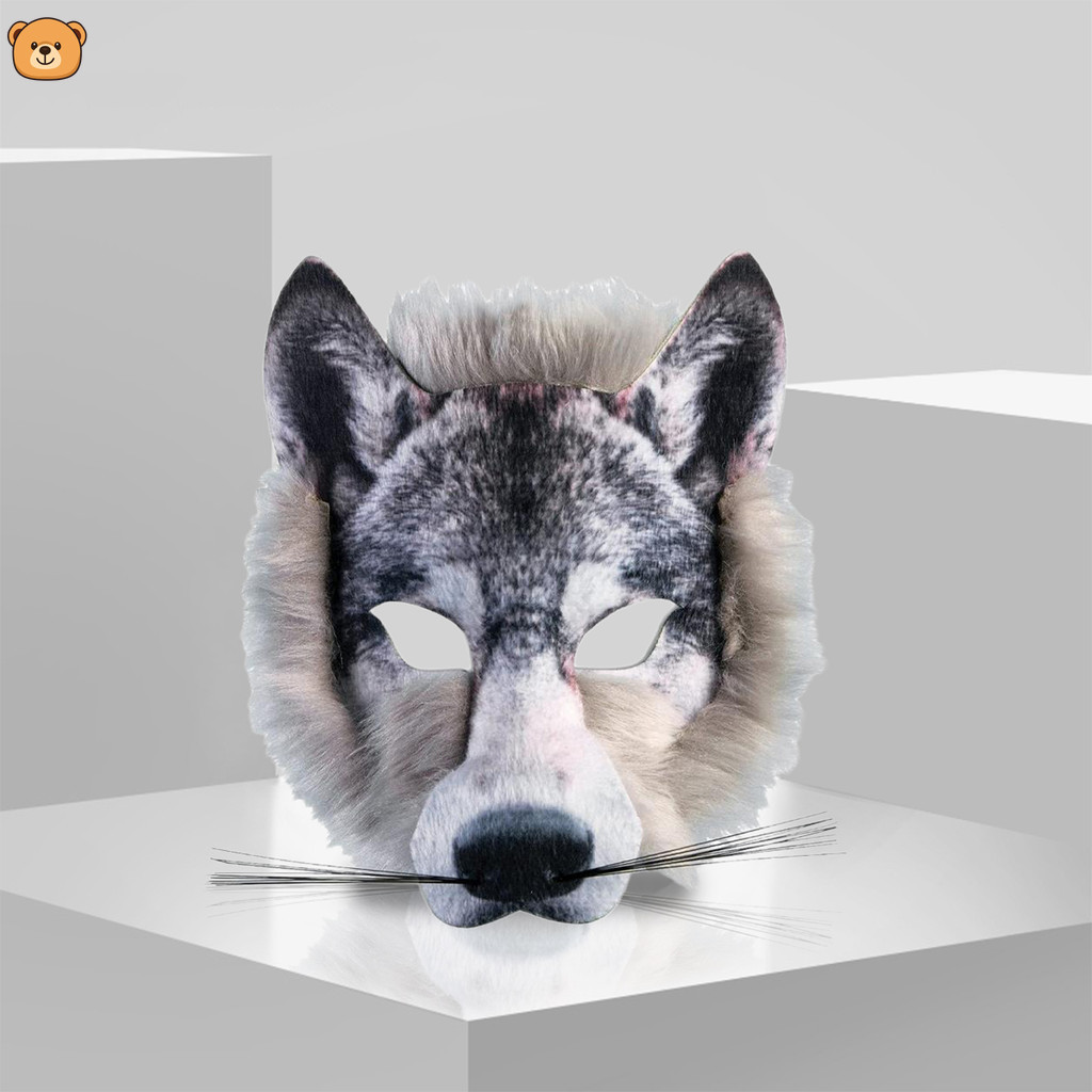 1pcs Wolf Mask Halloween Half Face Lifelike Wolf Mask Party Playing ...