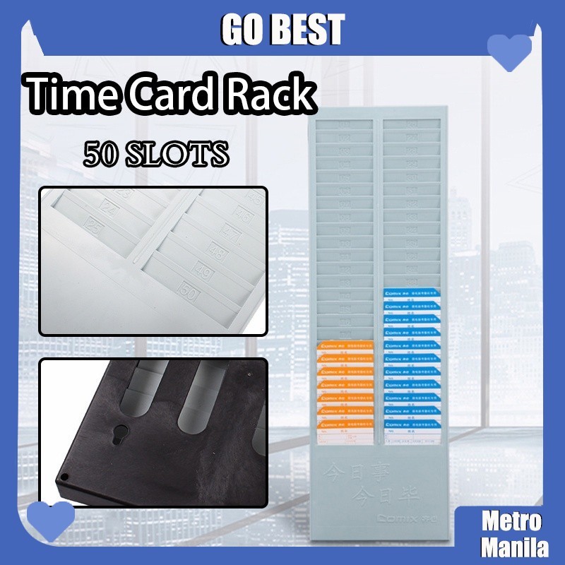 Time Card Rack with 50 Slots Wall Mounted Cards Holder for Time Card ...