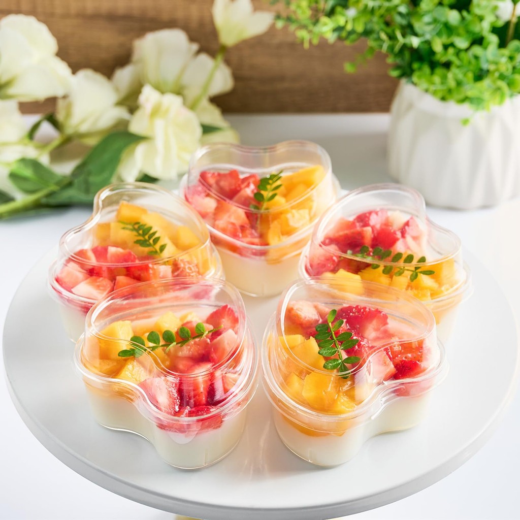 20PCS 150ML Disposable Plastic Cups Heart Shape Cups Mousse Cake Cups ...