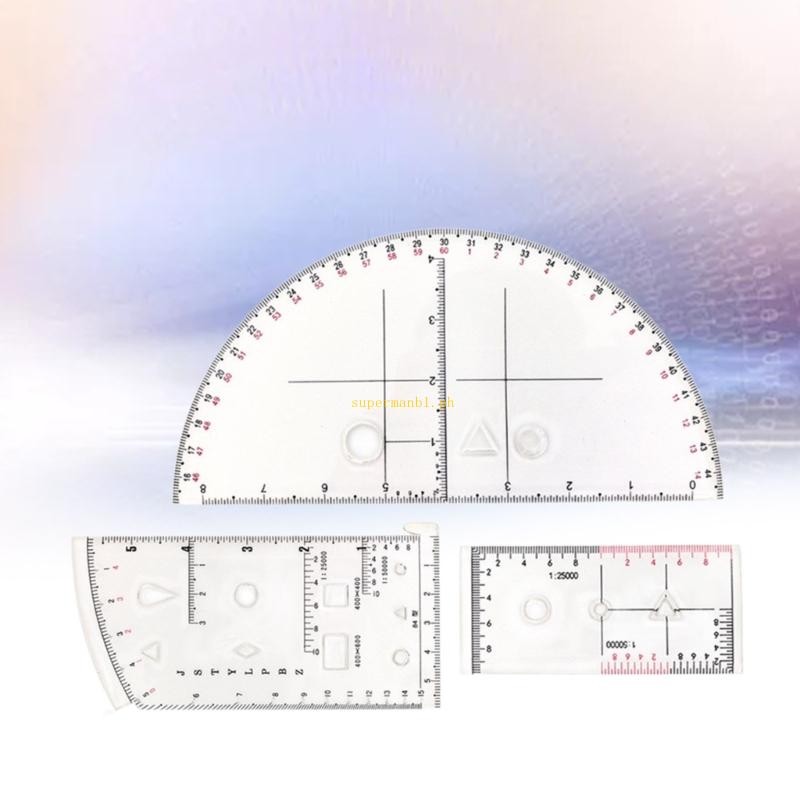 SUP Coordinate Reader and Protractors Topographical Map Scale Ruler ...