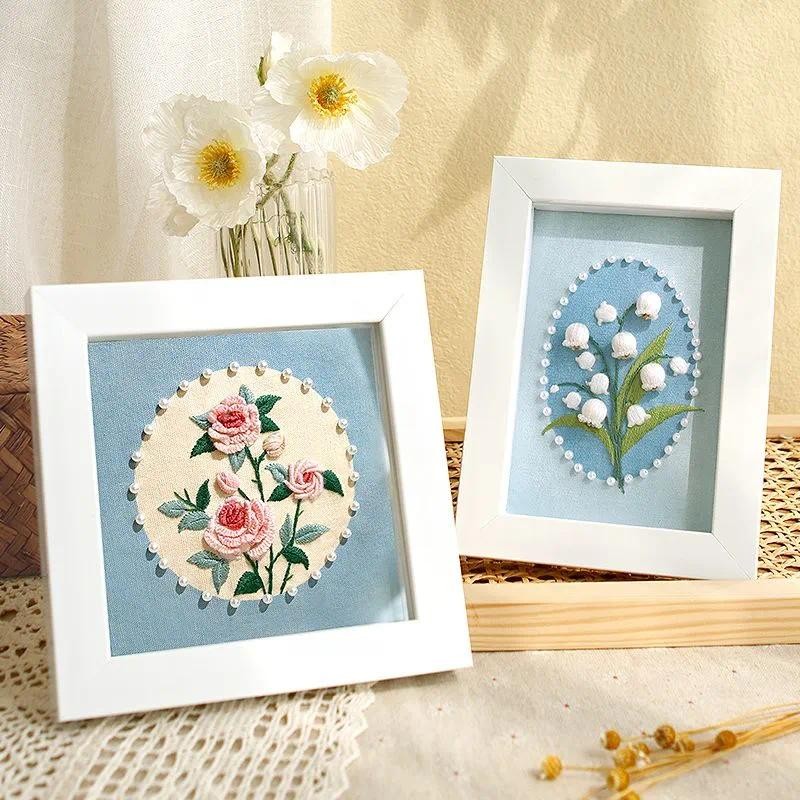 DIY Punch Needle Rectangular Frame Embroidery Kit, Sunflower/Rose/Tulip ...