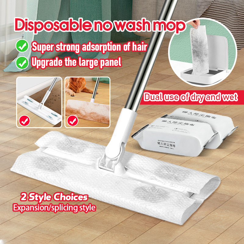 Mop Disposable Electrostatic Dust Removal Flat Mop Dry-Wet Double Use ...