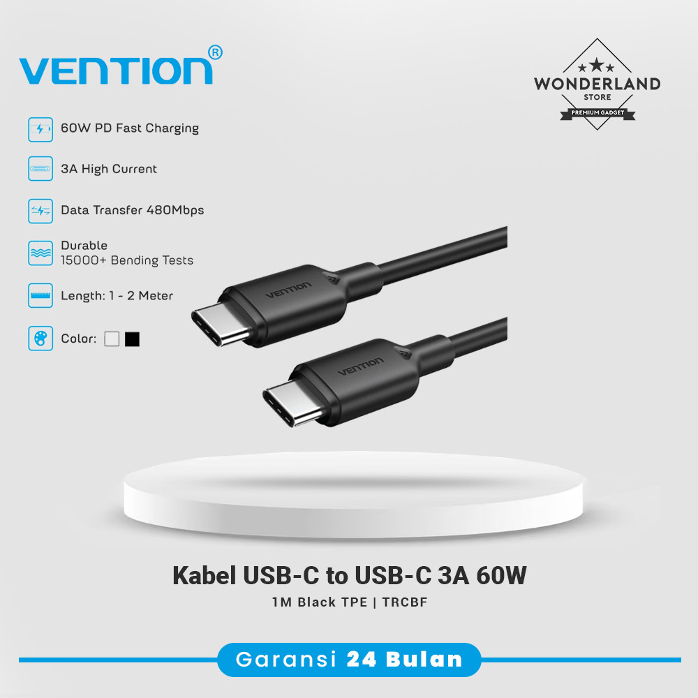 Vention USB-C to C Data Cable 3A 60W PD PPS SFC Fast Charging PVC Cable ...