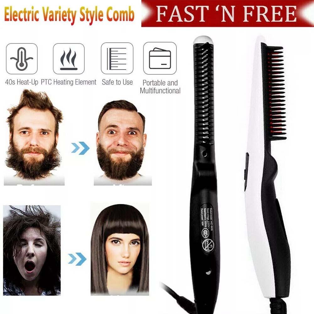 Beard Straightener Comb Quick Heated Brush Styler For Mens Pro Hair Electric | Shopee Philippines