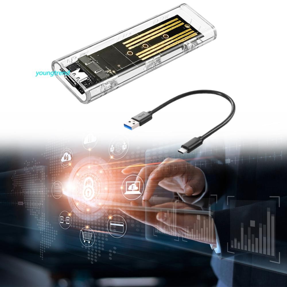 M.2 NGFF SATA Type C USB 3.1 Transparent External SSD Case 10Gbps Hard ...