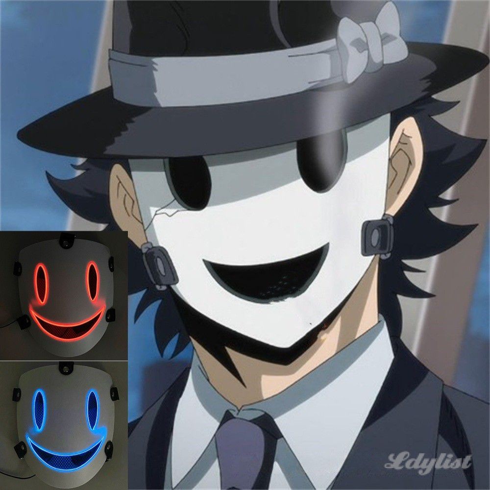 Anime Cosplay White Smiley Face Led Glow Mask High-rise Invasion Angel ...