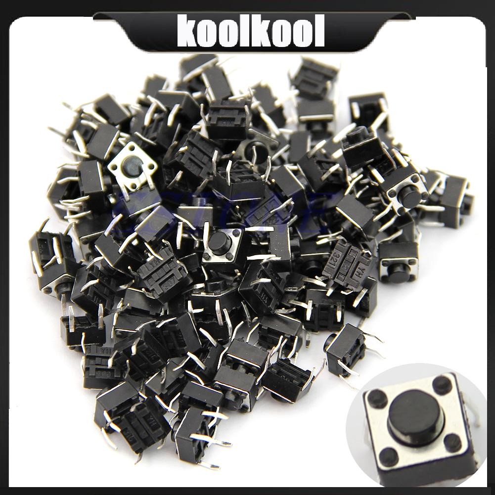 Kool 100pcs 6x6x5mm 4pin Tactile Push Button Switch Momentary Tact DIP ...