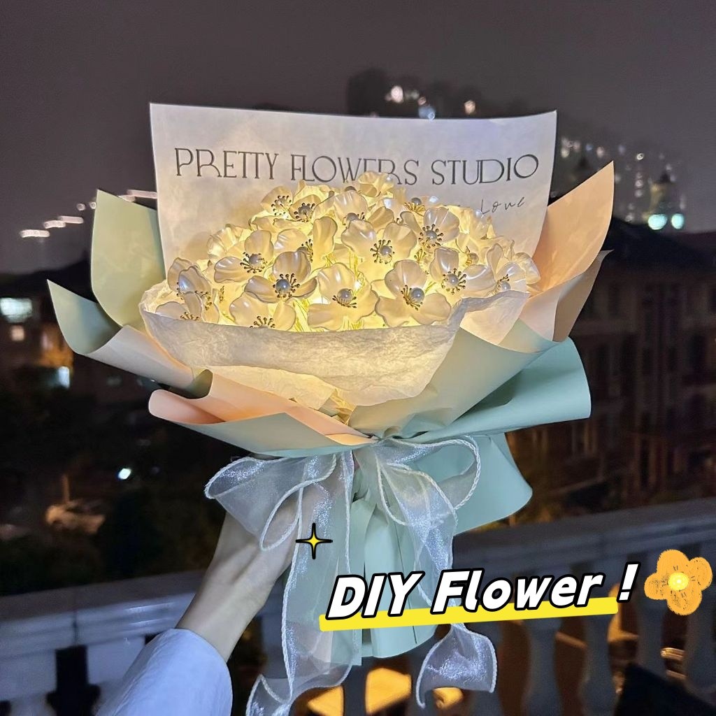 Ins Rose Flower DIY Material Handmade Bouquet Light Girlfriend Photo ...