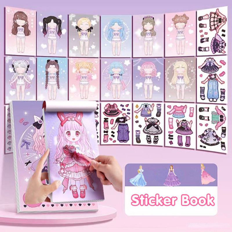 Princess Dress Up Sticker Book Children's Sticker Book Girl Makeup Show ...