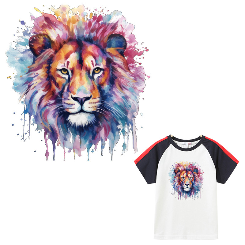 Lions Patch Watercolor Animal Decals Stickers Washable Heat Transfer ...