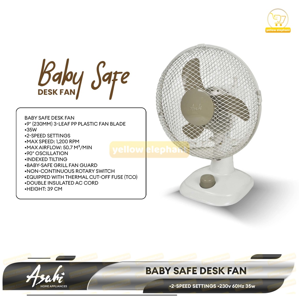 ASAHI BG 9002 Desk Fan | Fan 9" for Children Safety Fan | Shopee ...