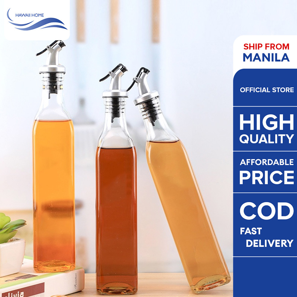 Hawaii Home Clear Glass Sauce Oil Bottle Condiments Liquid Ingredients ...