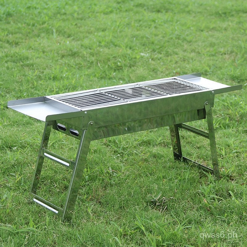 Stainless Steel Barbecue Grill Outdoor Portable Folding Barbecue Grill Household Charcoal Grill ...
