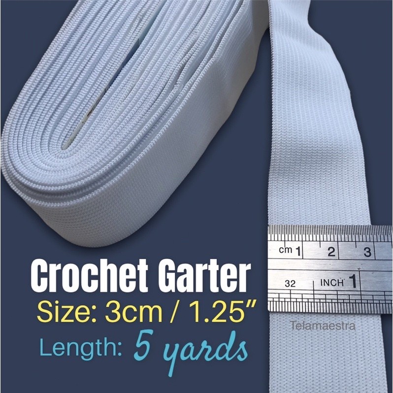 [5yards] Crochet Garter Elastic 5 yrds per pack 1.2cm 2cm 2.5cm 3cm 3 ...