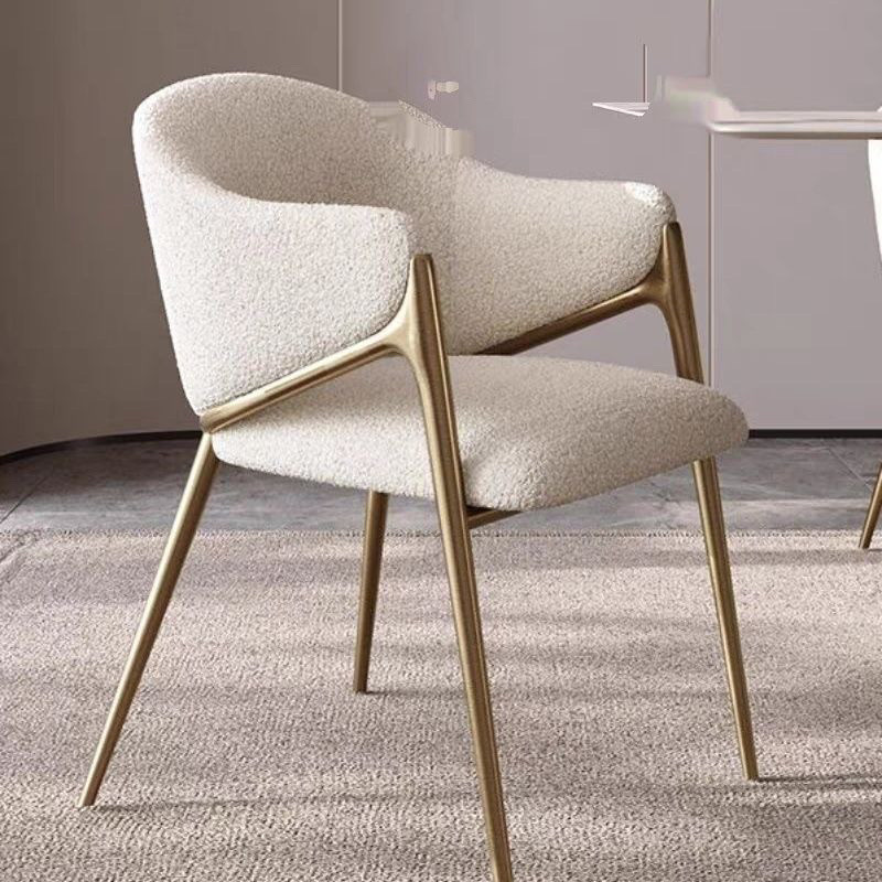 Dining Chair Light Luxury Household Modern Simple Lamb Fleece Chair ...