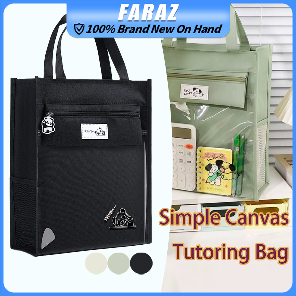 Large Capacity Book Bag Student Tote Bag Waterproof Canvas Tutoring Bag ...