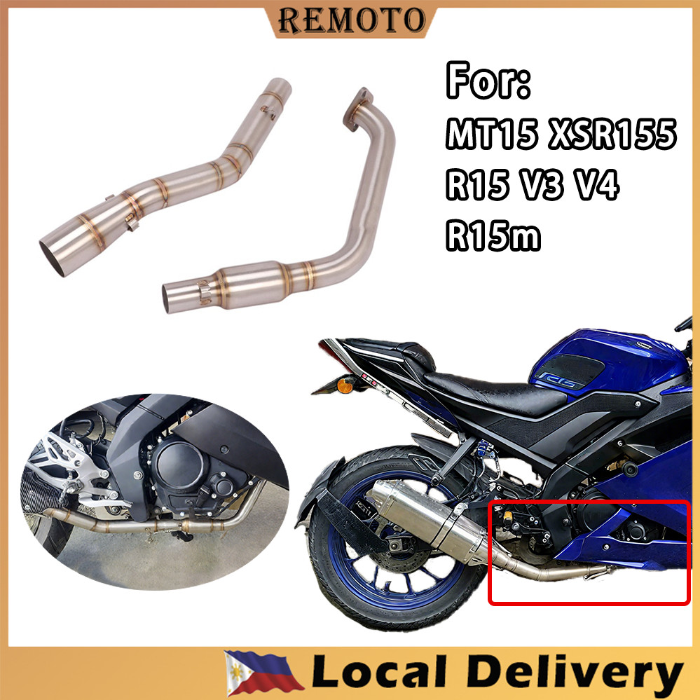 REMOTO For Yamaha Mt15 Xsr155 R15 V3 V4 R15m Mt 15 Xsr 155 Elbow Exhaust With Resonator ...