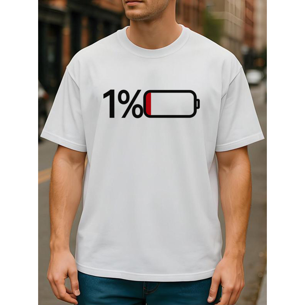 Low Battery Printed T-Shirt, Printed Pattern T-Shirt -100% Pure Cotton ...