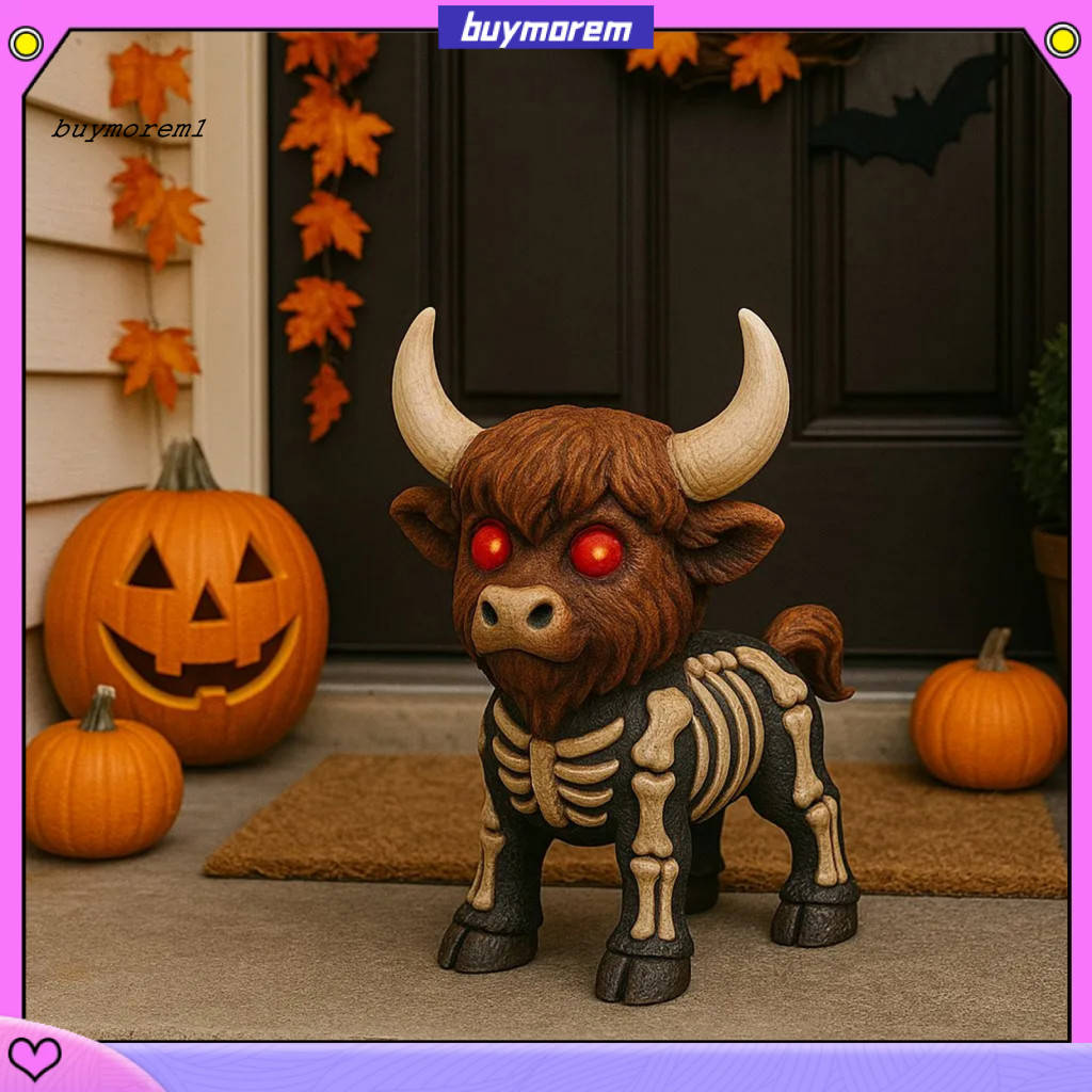 BUYMEZ Highland Cattle Statue Desk Highland Cow Statue Spooky Highland ...
