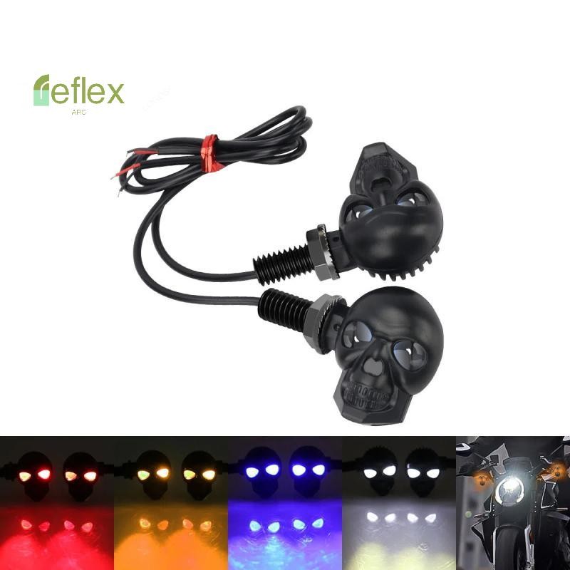 Reflex Arc 2PCS Motorcycle LED Skull Shape Waterproof Turn Light ...