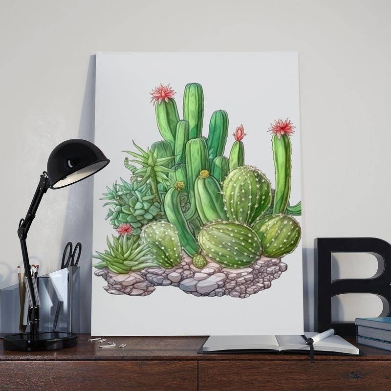 No Framed Vivid Watercolor Cactus Cut-and-Paste Posters: Painting a ...