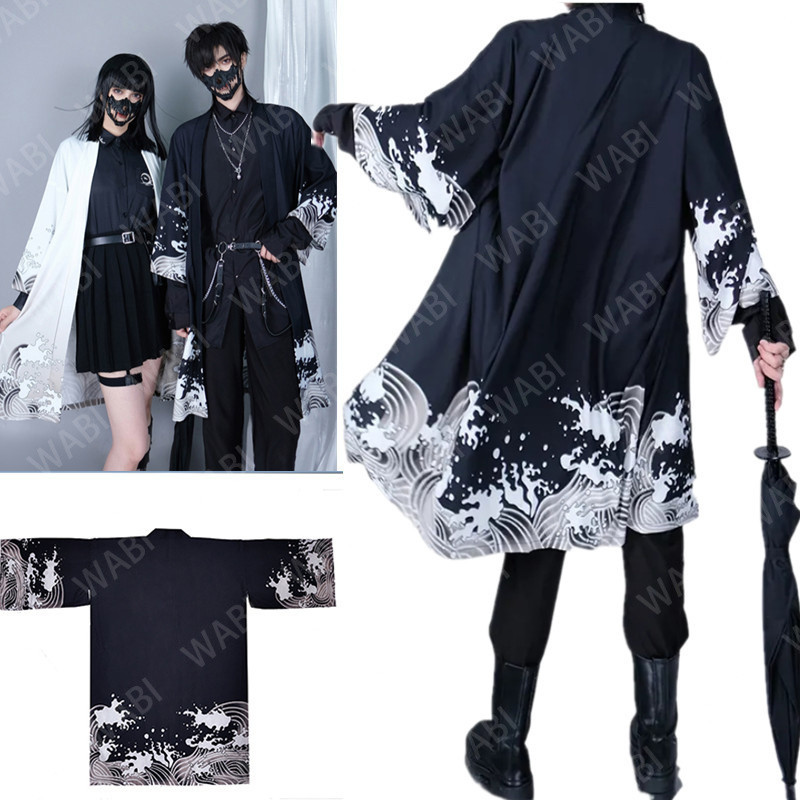 Chinese Dragon Printed Cardigan Harajuku Long Style Kimono Women Men ...