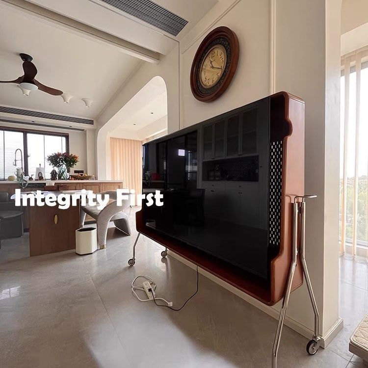 Portable TV Bracket Small Apartment Living Room Solid Wood Retro TV ...