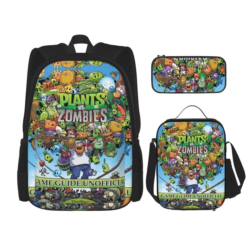 Plants Vs Zombies 3 Pcs Set Primary School Backpack School Bag Set with ...