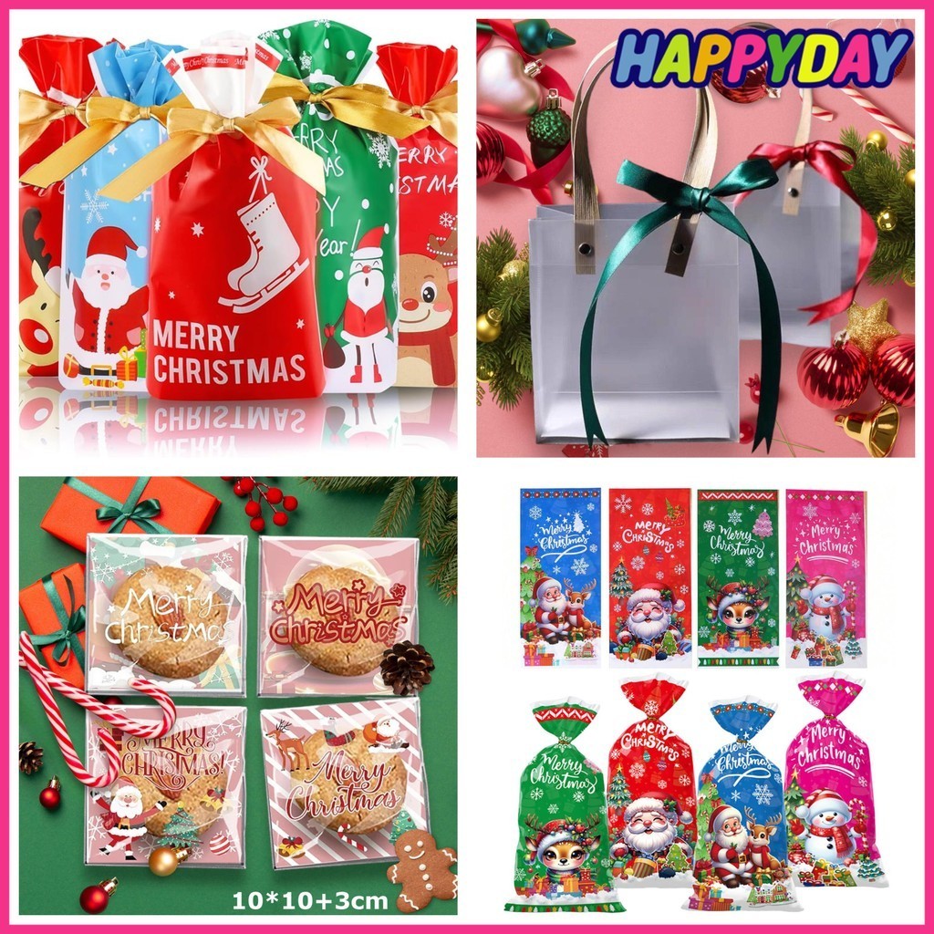 50/100pcs Christmas Food Packaging Plastic Cookie Gift Lootbag Giveaway ...