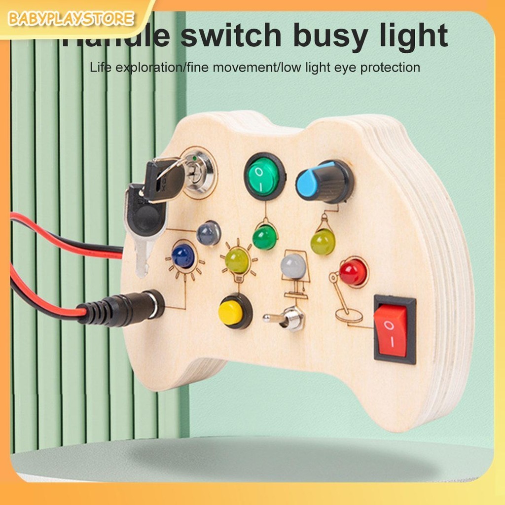 Montessori Busy Board LED Light Switch Busy Board Wooden Sensory Toys ...