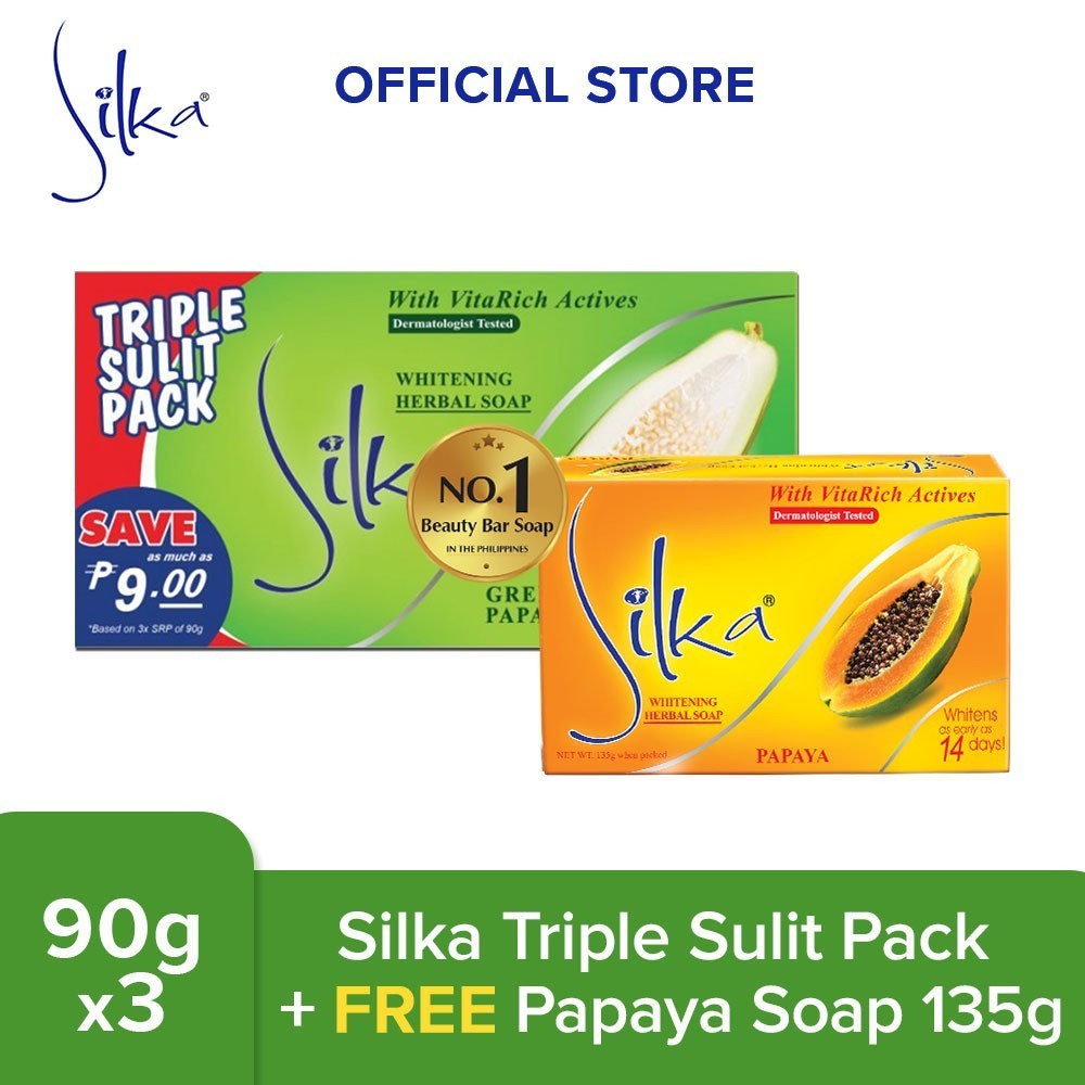 Silka Green Papaya Soap 90gTriple Sulit Pack FREE Silka Papaya Orange ...