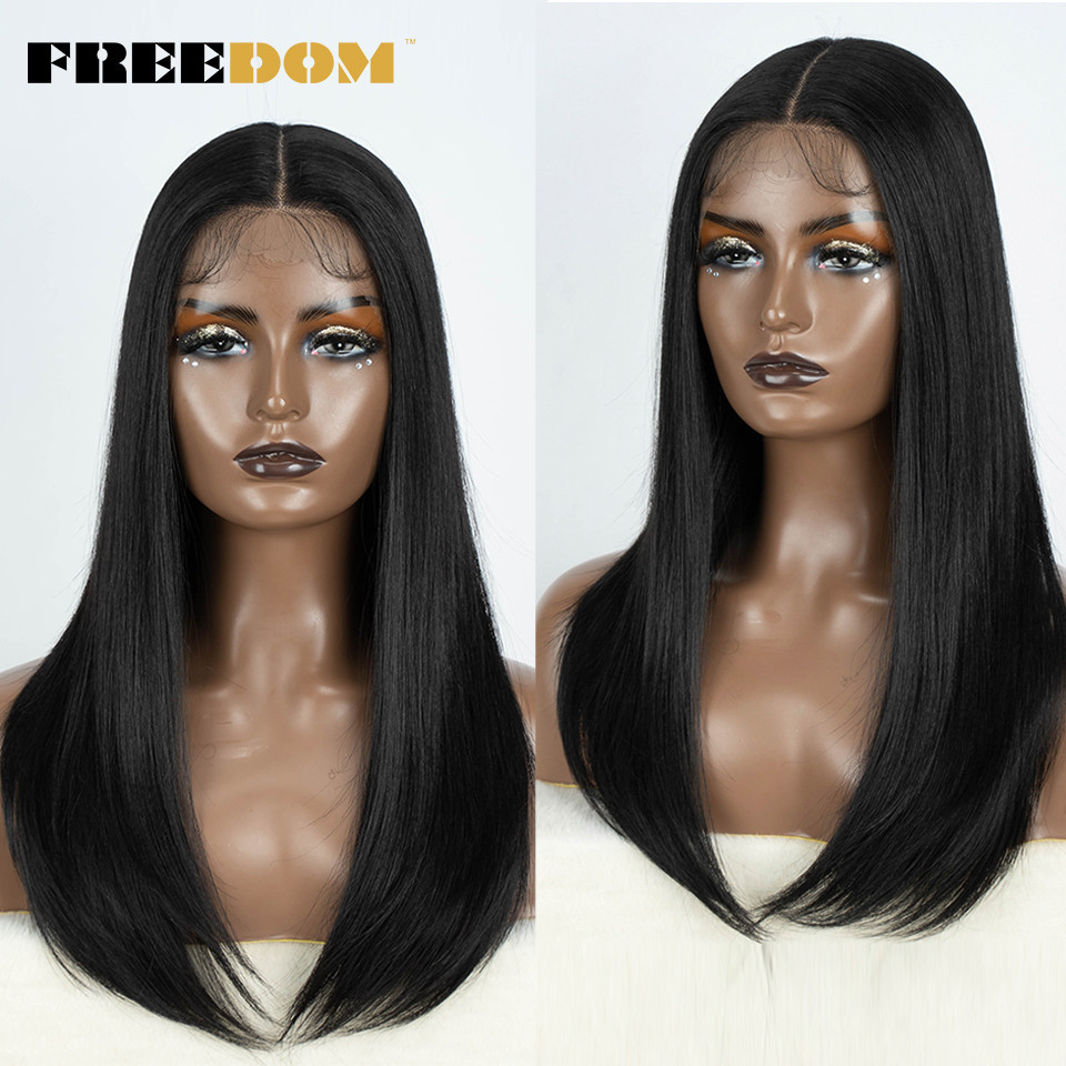 FREEDOM Hair Synthetic Lace Front Wigs For Black Women Straight Bob ...