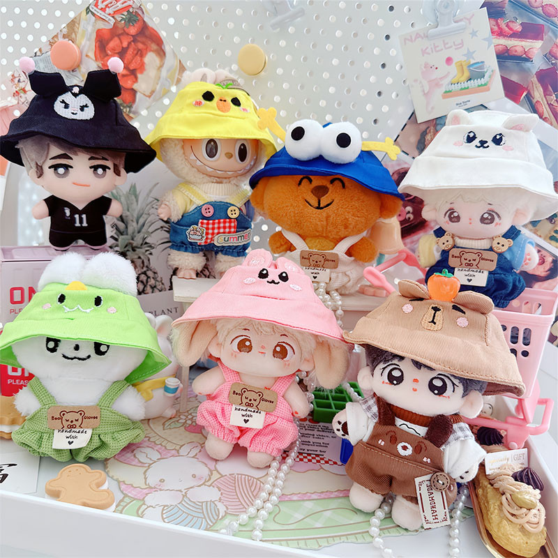 17CM Labubu Keychain Clothes Set 10CM Cotton Doll Bread Dog Overalls ...