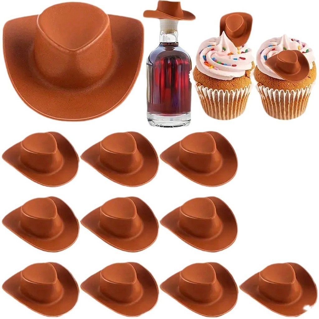 Mini Toy Cowboy Hat Plastic Hat 10 Pieces Children's Toy Cake ...