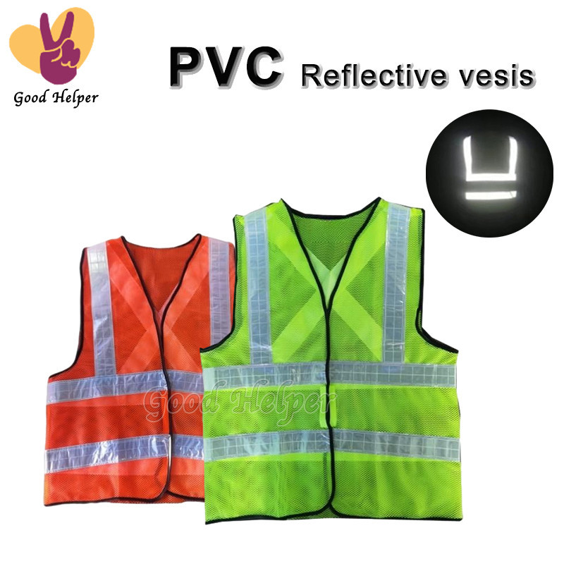 Green PVC Mesh High Visibility Reflective Safety Vest for Men Women ...