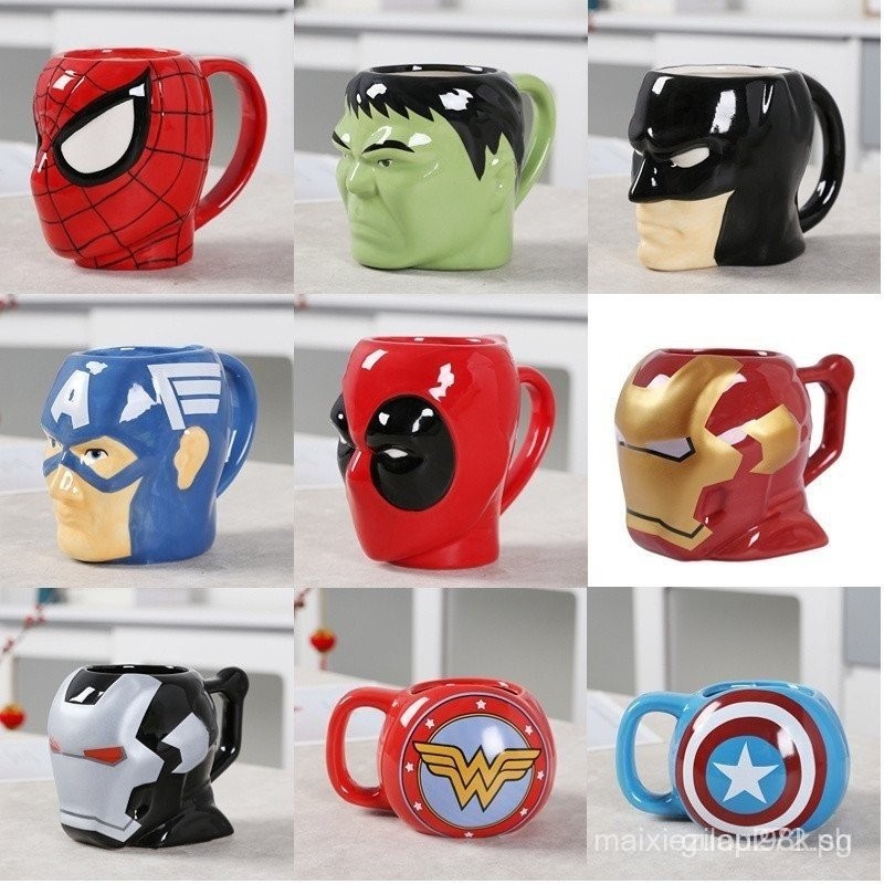 (In stock)[ready stock] Avengers ceramic cup Spiderman Hulk Thor Iron ...