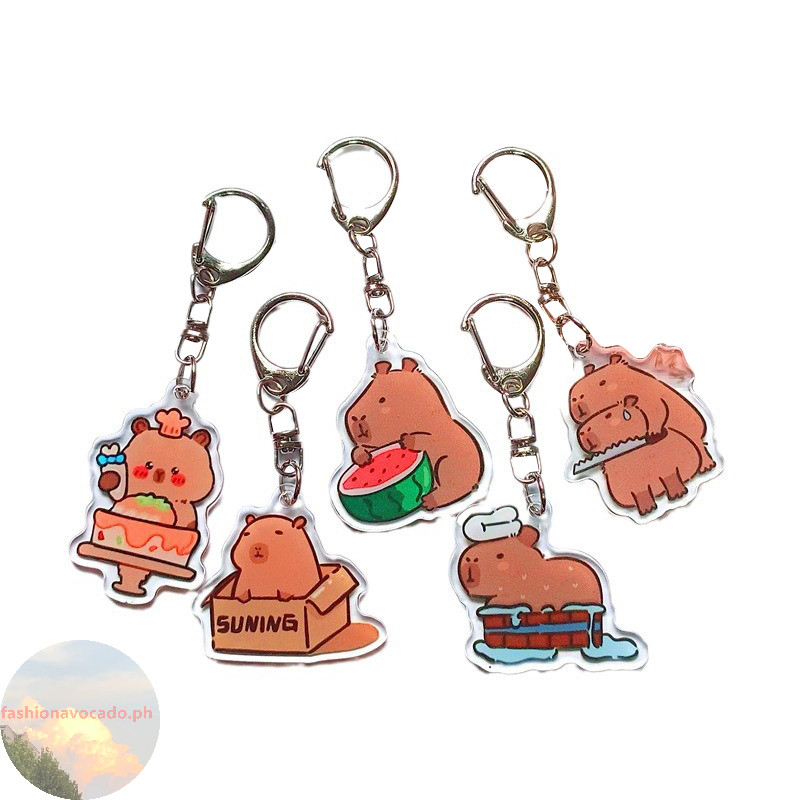 FHPH Funny Kawaii Capybara Pendant Keychain Cute Cartoon Acrylic Doll ...