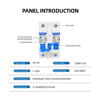 TAXNELE 1P+1P 2P+2P MTS AC Manual Transfer Switch Circuit Breaker Changeover Switch MCB 40A 63A ...