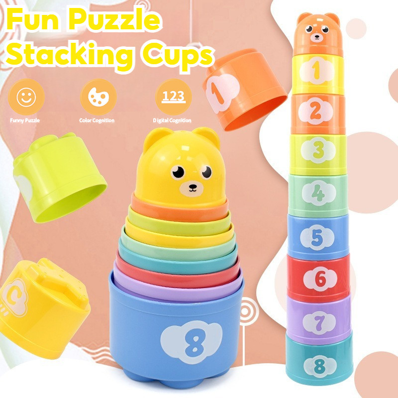 Stack Cup Game With Card Intellectual Enlightenment Color Cognition ...