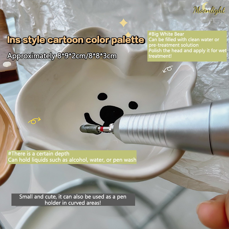 Moonlight> Cartoon Ceramic Watercolor Paing Dish Palette Pen Wash Dish ...