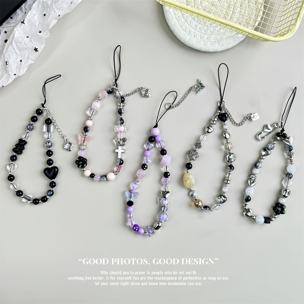 Vintage Y2K Pendant Lanyard Strawberry Alloy Cross Crystal Mobile Phone ...