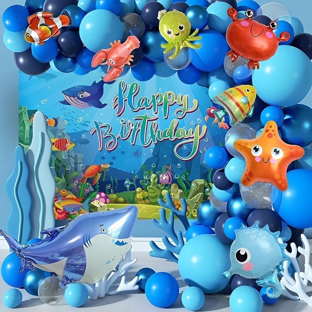 Sea Party Ocean Theme Birthday Decorations Ocean Animal Decor Blue ...