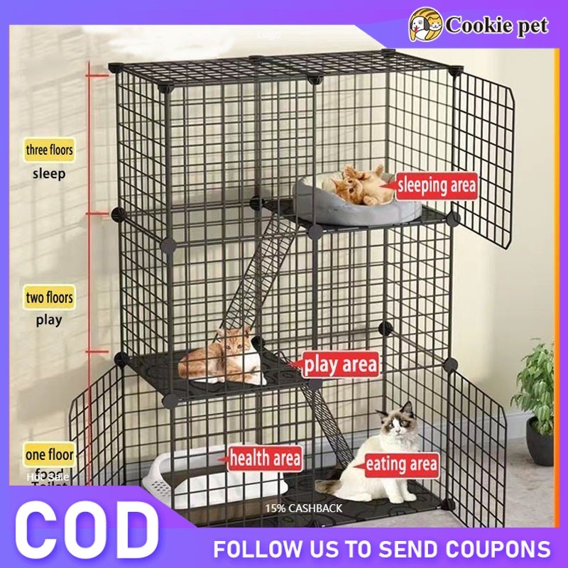 Cat Cage 2/3 Layer Pet Cage Foldable Sturdy Pet Furniture Cat Cages Pet ...